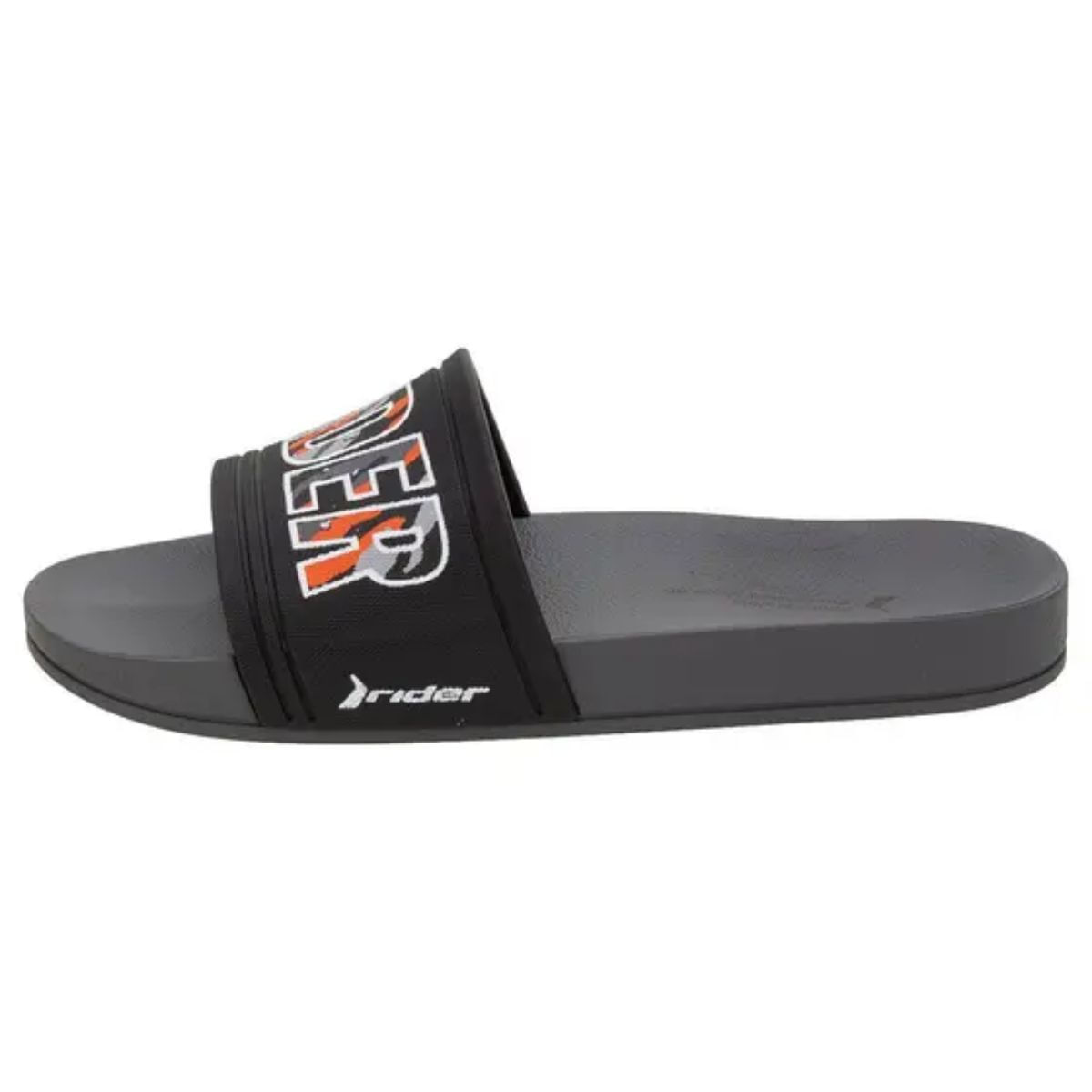Chinelo Masculino Slide Grendene Full Rider Cinza E Preto