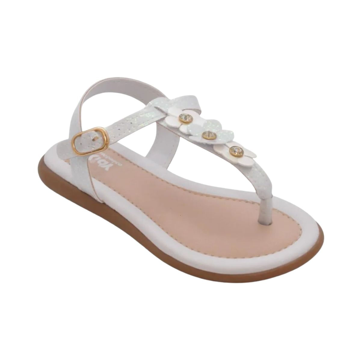 Sandália Infantil Rasteira Kidy Cristal Branco